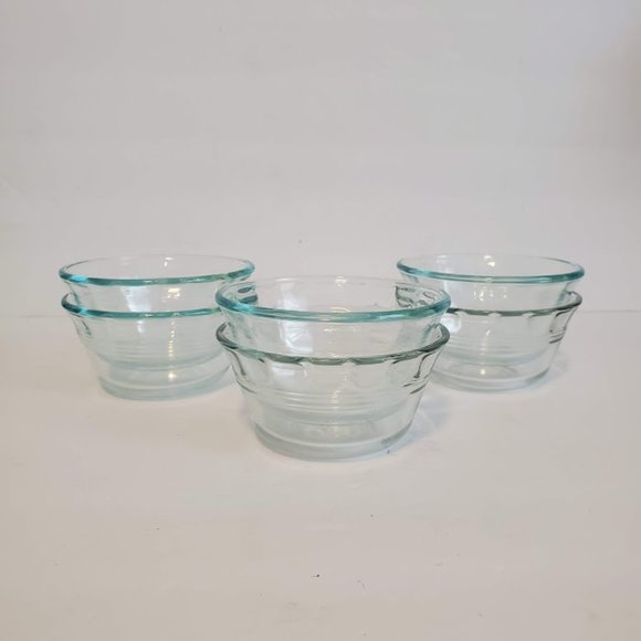 Pyrex | Dining | Pyrex 463 Clear Blue Tint Custard Cups 6 Oz Dessert 3 ...
